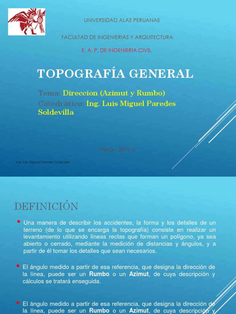 Azimut y Rumbo en Topografía | PDF | Azimut | Geomática