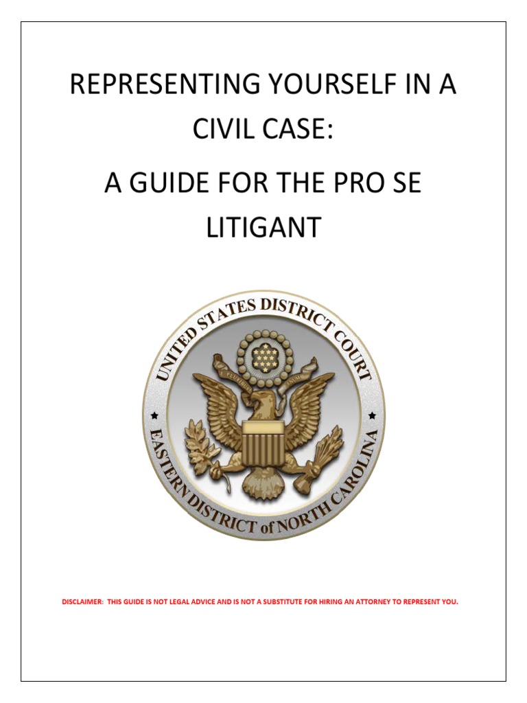 Representing Yourself in A Civil Case: A Guide For The Pro Se Litigant ...