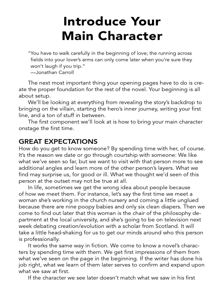 Introducing Your Main Character 1 PDF | PDF | Hero | Novelists