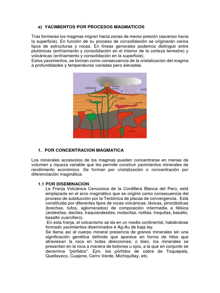 Yacimientos Por Procesos Magmaticos | PDF | Magma | Roca ígnea
