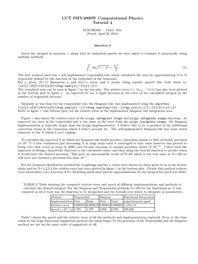 Comparing Numerical Integration Methods: Trapezoidal Rule, Simpson's Rule, Gaussian Quadrature ...