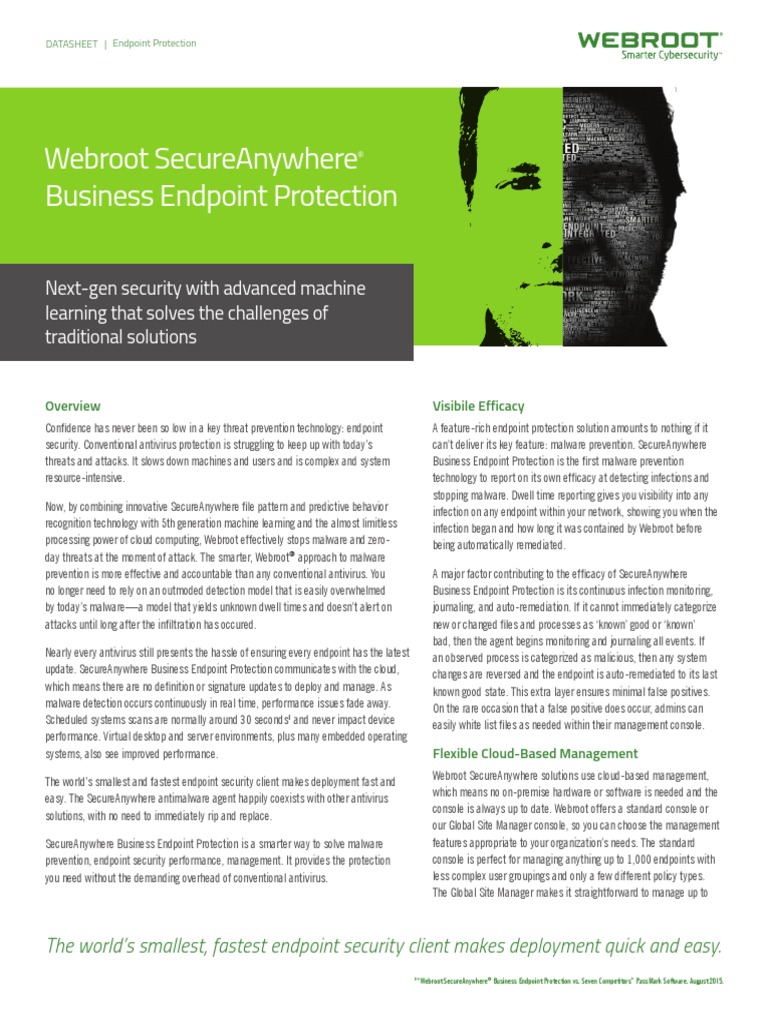 Webroot Endpoint Protection Datasheet | PDF | Malware | Antivirus Software