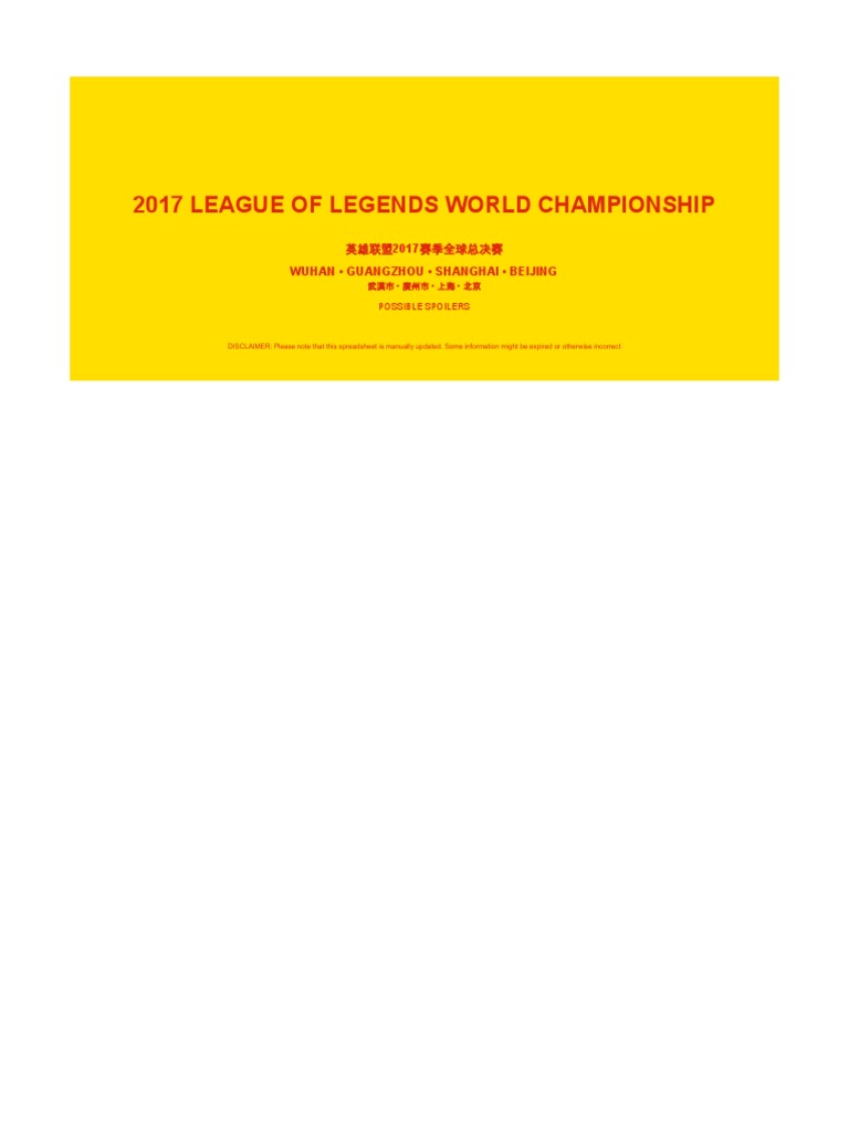 2017 League of Legends World Championship | PDF | Competition | Team Sports