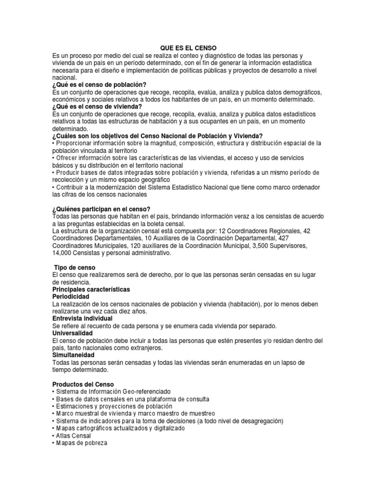 Que Es El Censo | PDF | Población | Censo