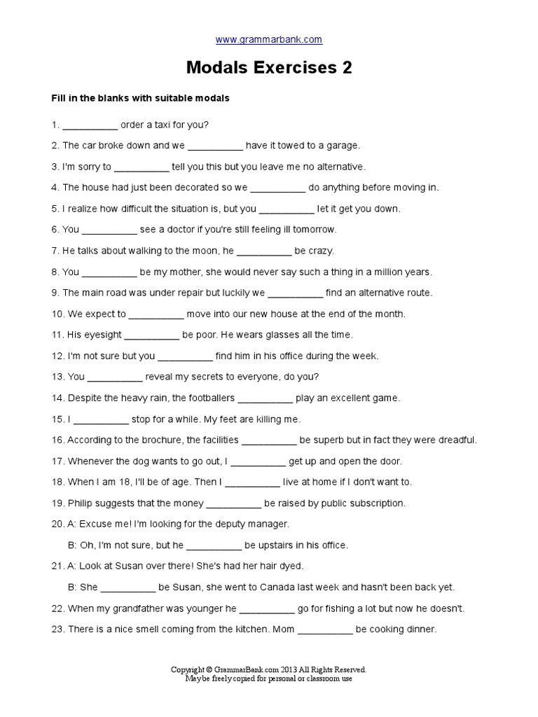 Modals Exercises | PDF