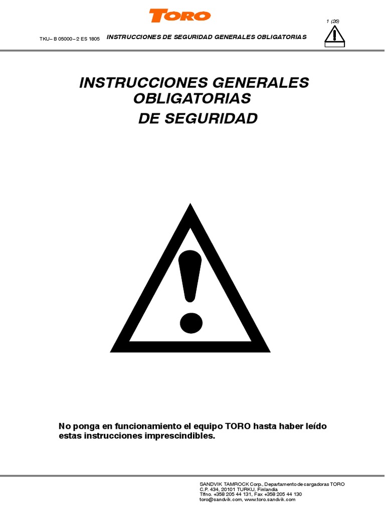Safety Manual Sandvik LH307 | PDF | Lubricante | Transporte