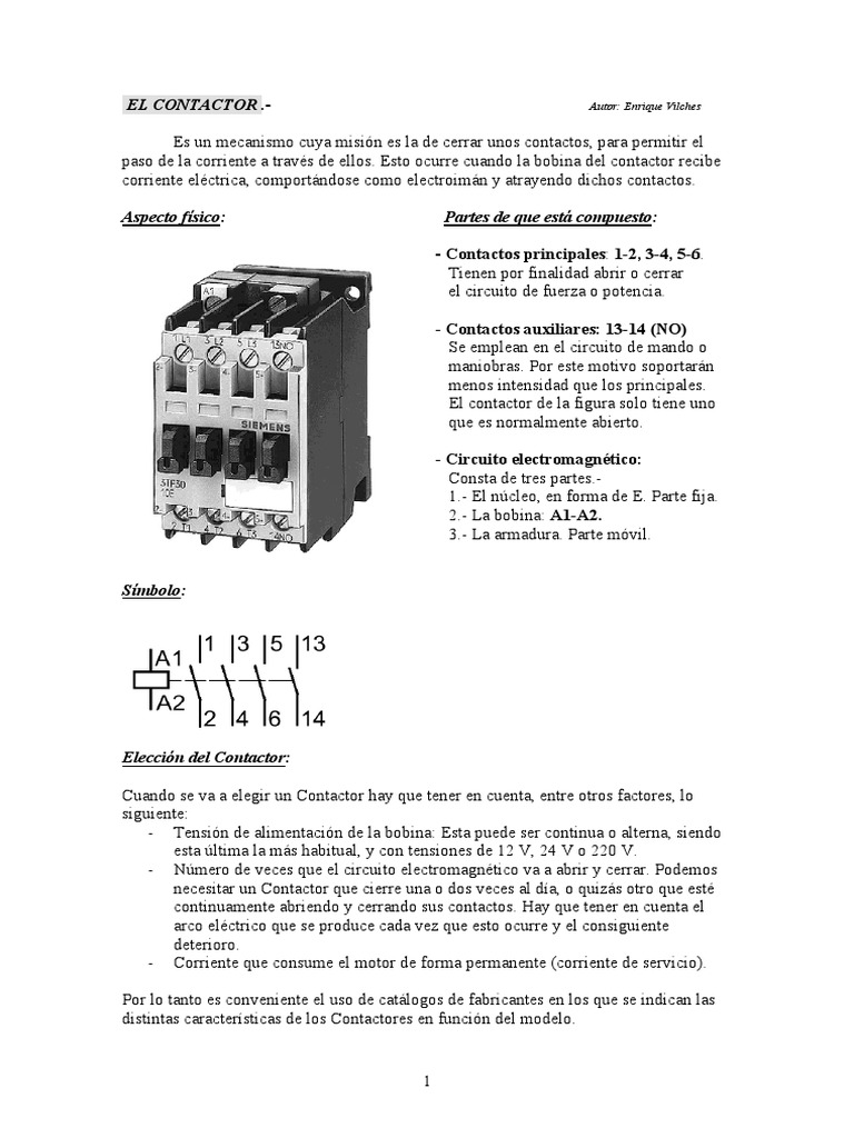 El Contactor y Sus Partes PDF | PDF | Corriente eléctrica ...