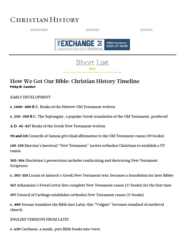 Christian Bible History Timeline | PDF | Bible Translations | New Testament