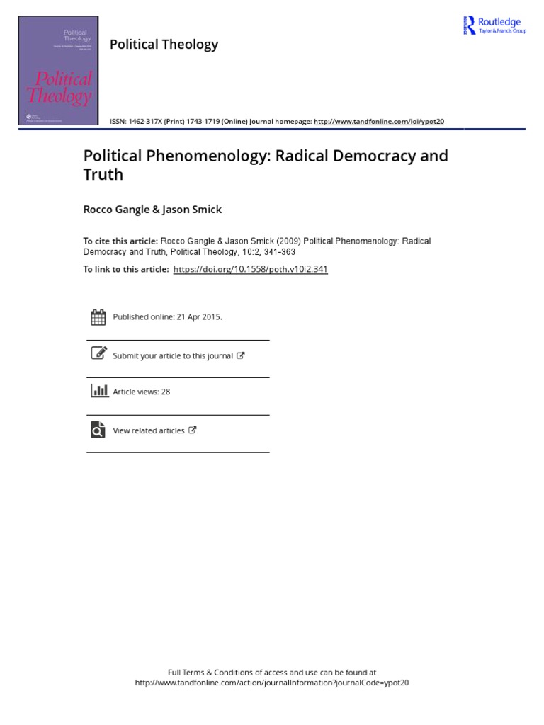 Political Phenomenology Radical Democracy and Truth | PDF ...