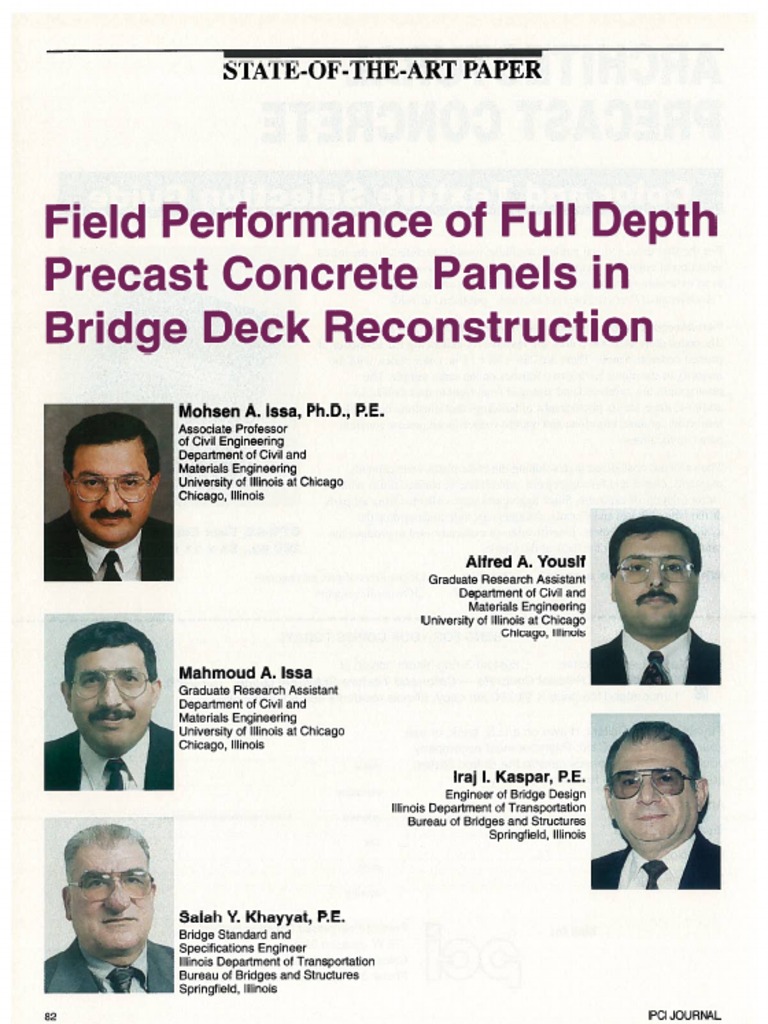 Field Performance of Full Depth Precast Concrete Panels in Bridge Deck ...