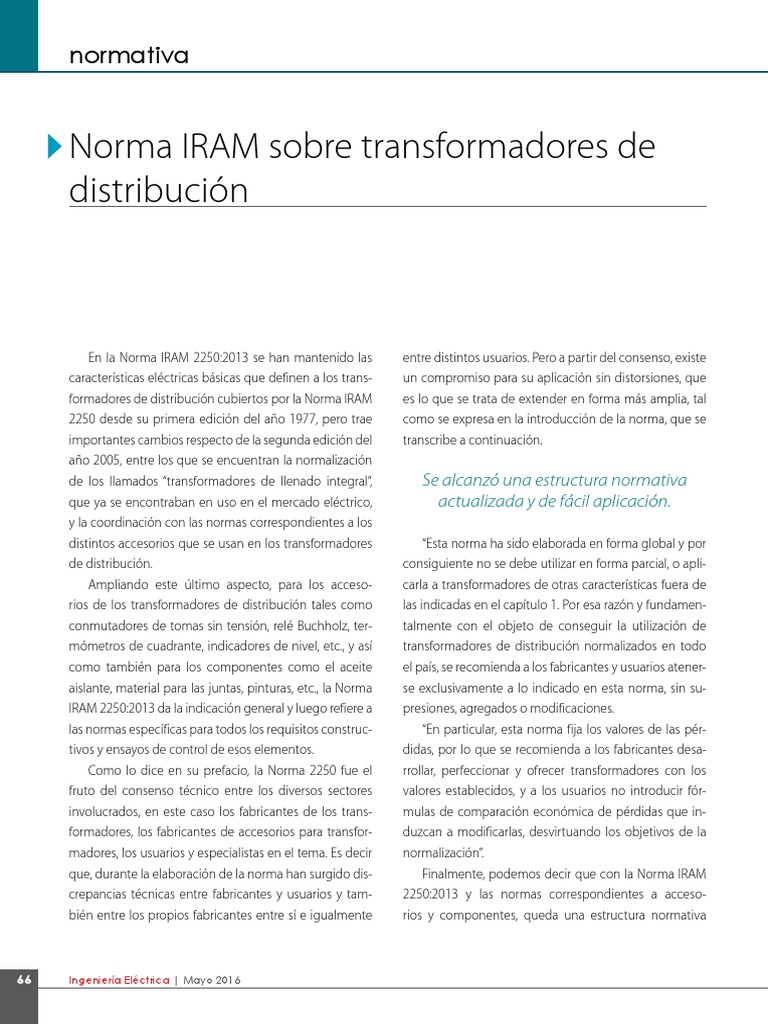 Norma IRAM 2250:2013 Transformadores | PDF | Transformador ...
