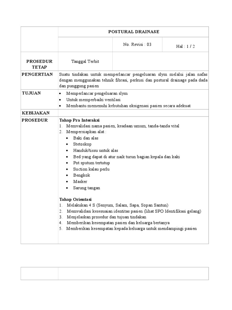 Tata Laksana Postural Drainase | PDF