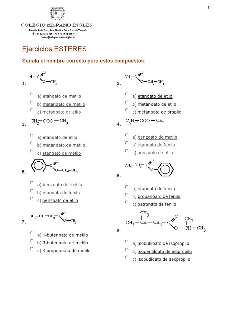 Ejercicios Esteres PDF | PDF