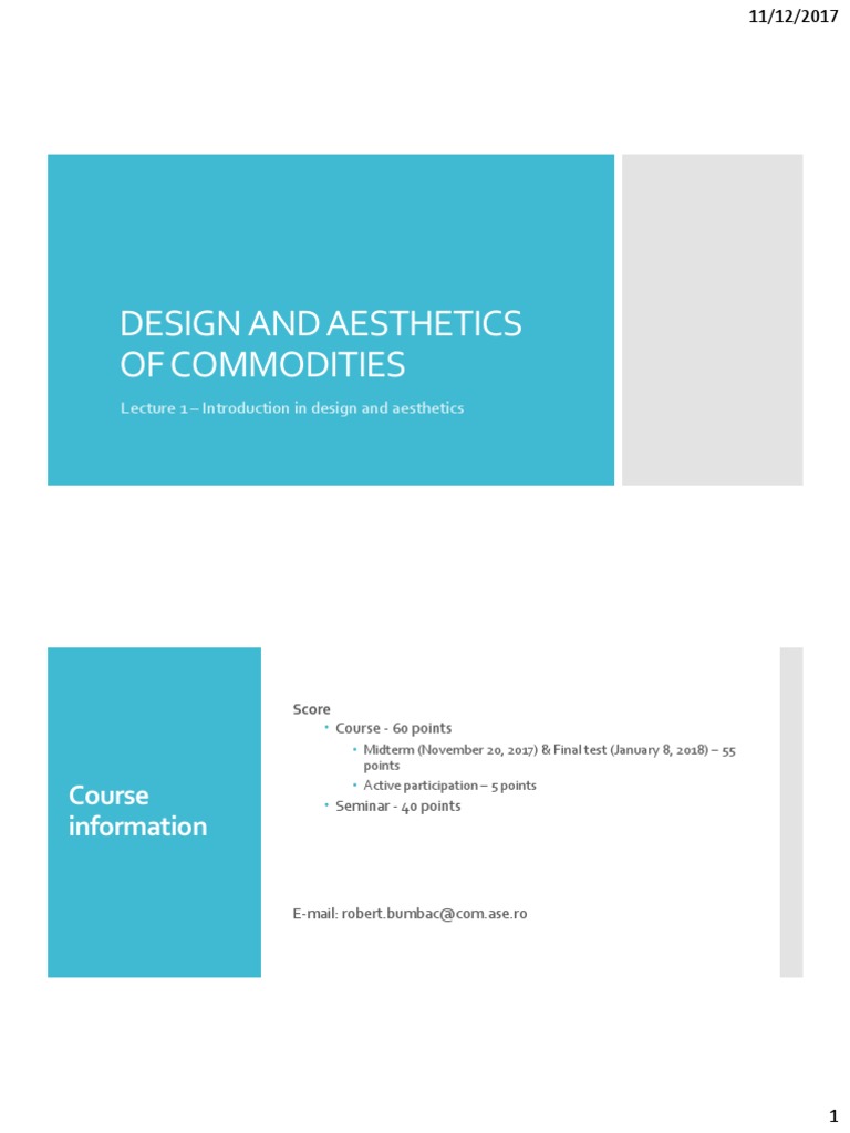 Lecture 1 - Introduction To Design and Aesthetics | PDF | User ...
