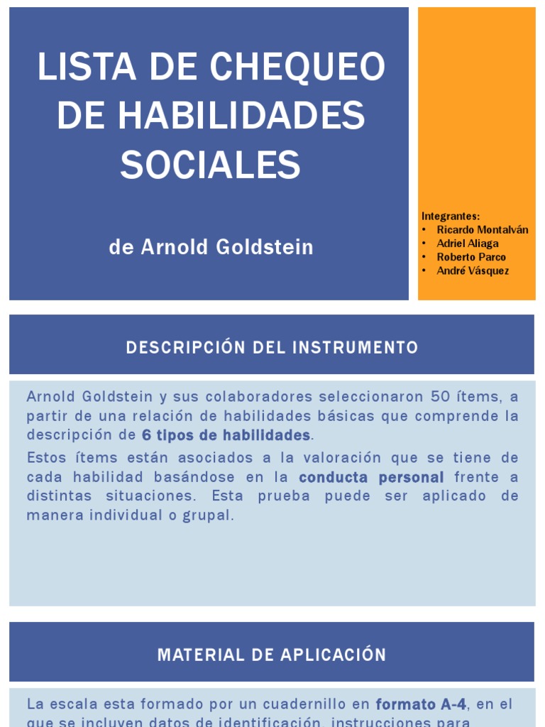 Lista de Chequeo de Habilidades Sociales | PDF | Habilidades sociales ...