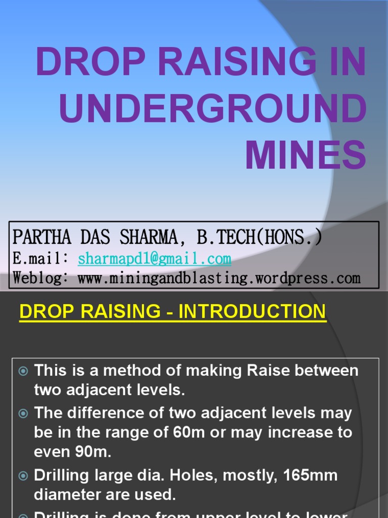 Drop Raising in Underground Mines | PDF | Drilling | Nature