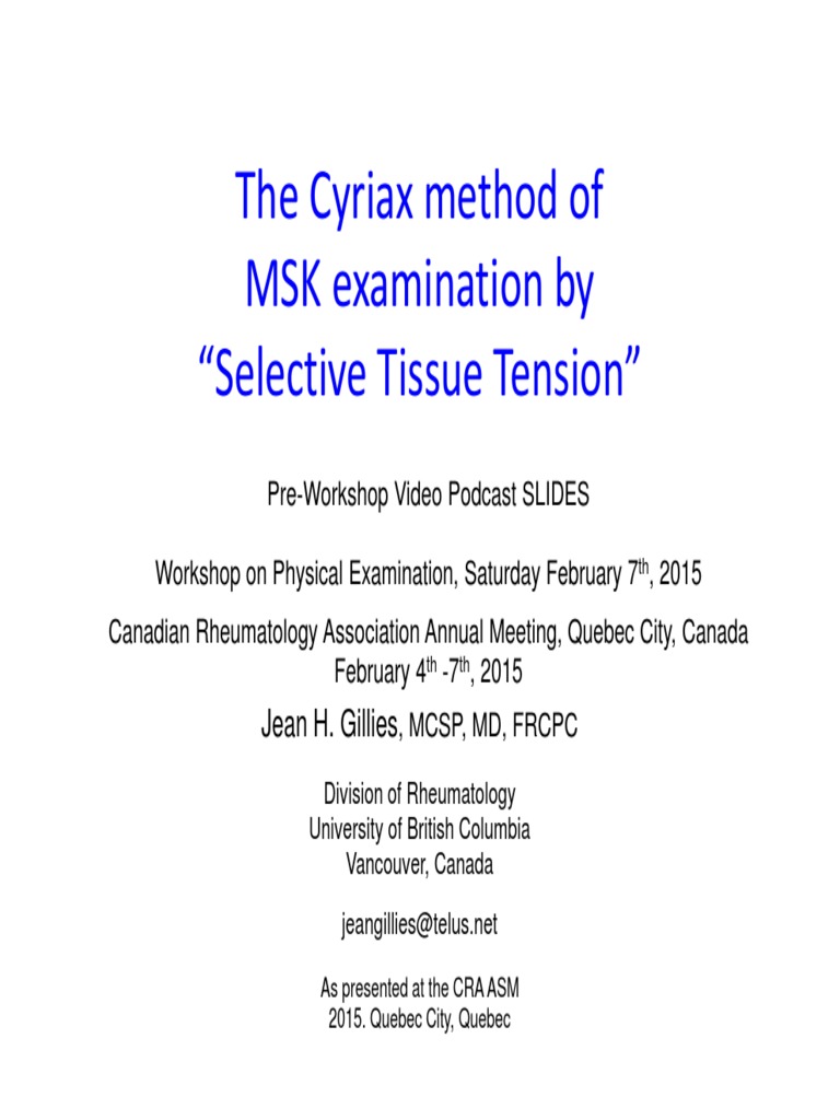 Cyriax Method for Shoulder Pain Diagnosis | PDF | Shoulder ...