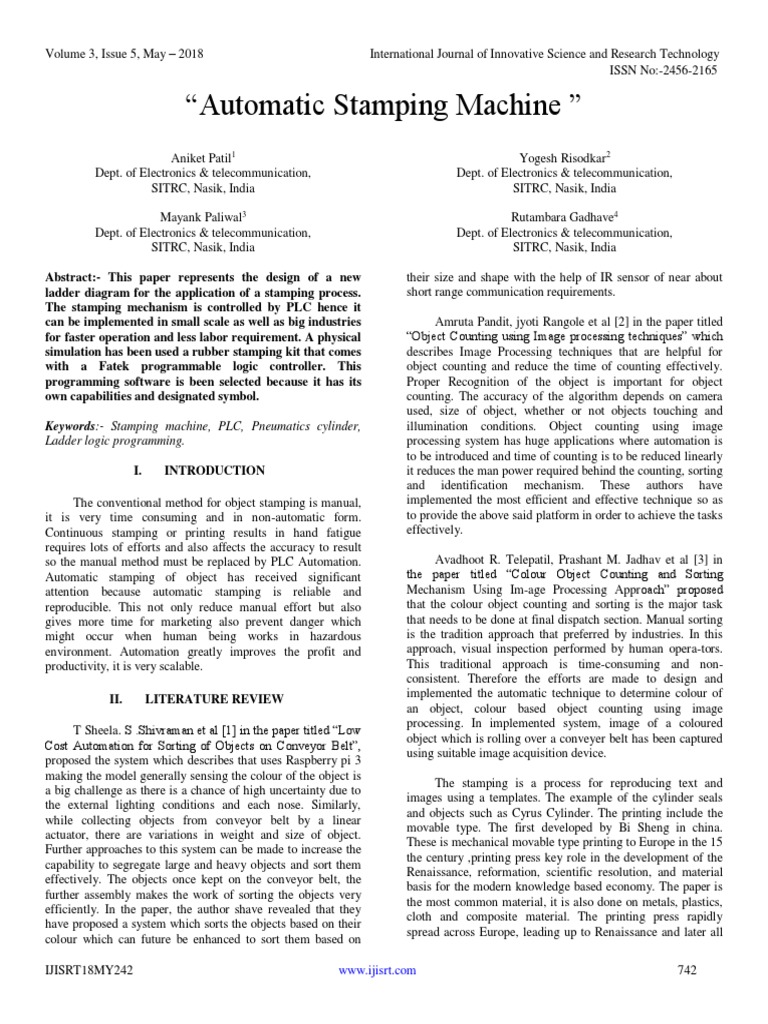 Automatic Stamping Machine Design | PDF | Machines | Printing