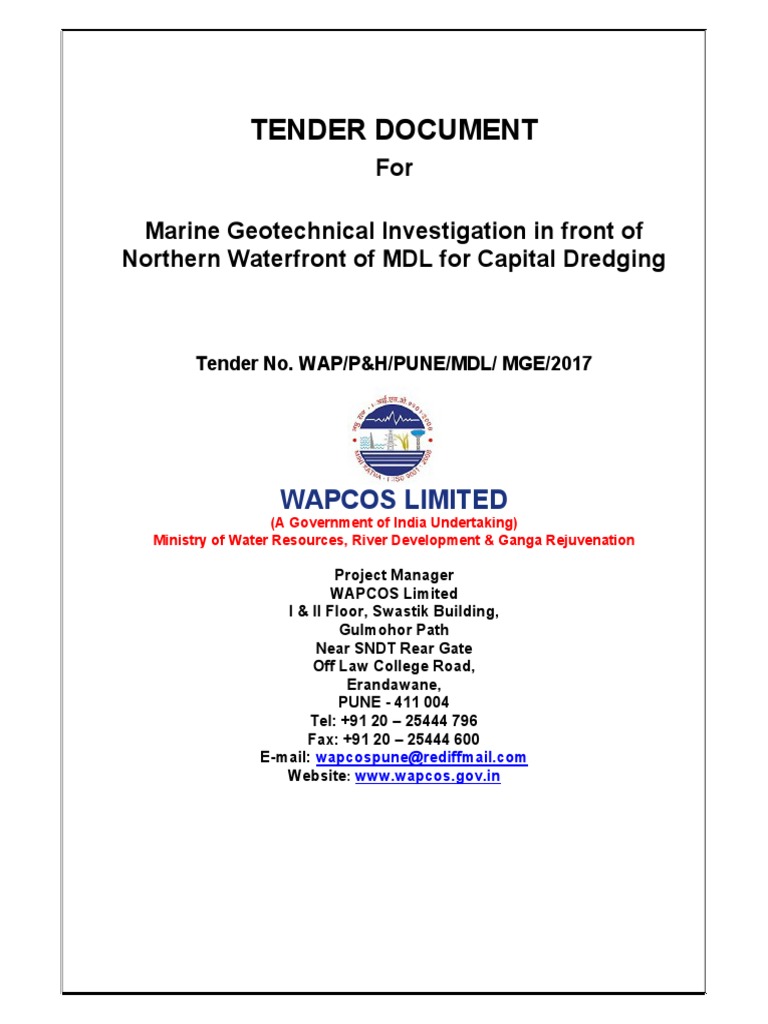 Marine Geotechnical Investigation Tender for Capital Dredging Project ...