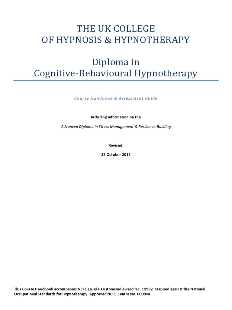 The Uk College of Hypnosis Hypnotherapy PDF | PDF | Hypnotherapy | Hypnosis