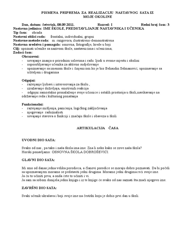 3.ime Skole-Predstavljanje Nastavnika I Ucenika | PDF