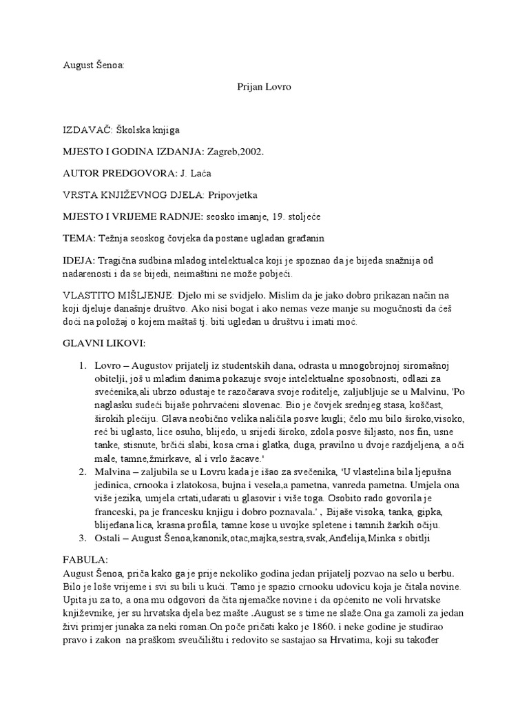 Moja Lektira - Prijan Lovro | PDF