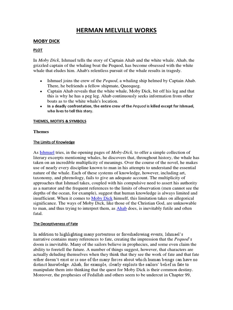 Herman Melville Works | PDF | Moby Dick | Ishmael (Moby Dick)
