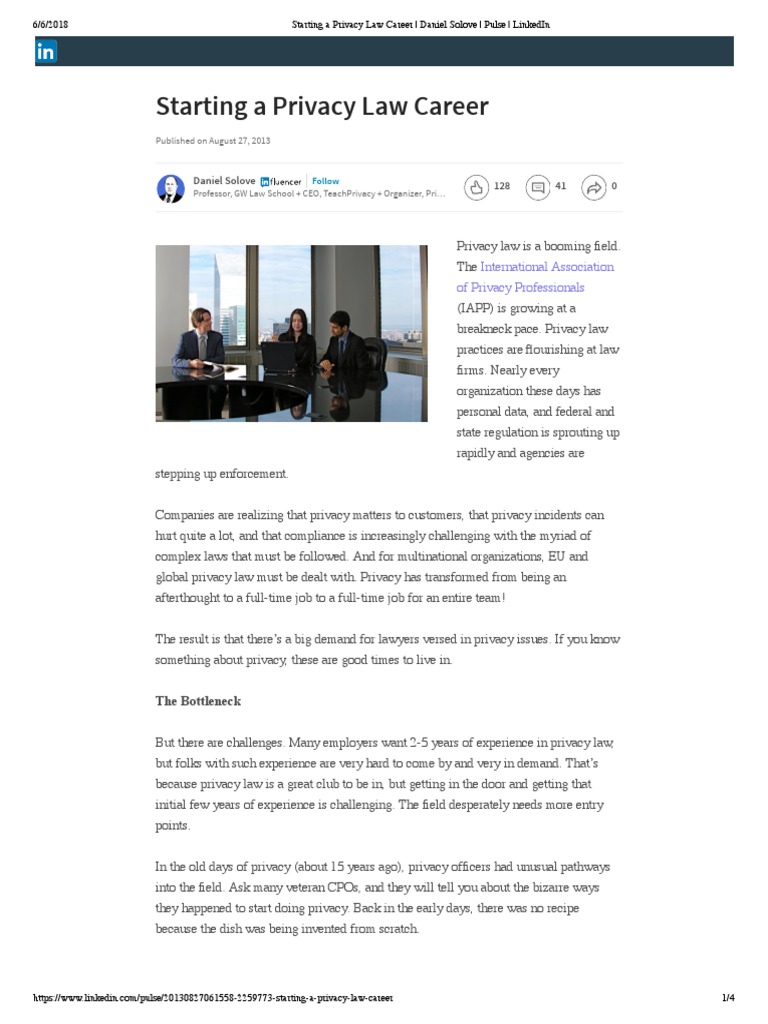 Starting A Privacy Law Career - Daniel Solove - Pulse - LinkedIn | PDF ...