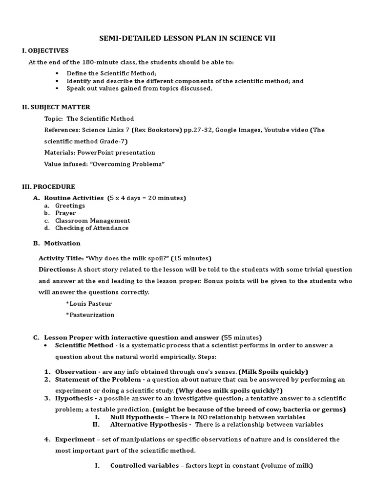 7th Grade Scientific Method Lesson Plan | PDF | Scientific Method ...