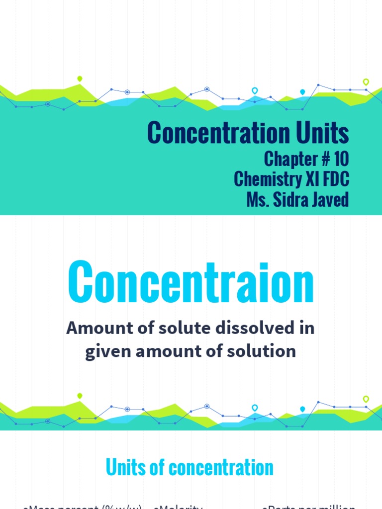 Concentration Units: Chapter # 10 Chemistry XI FDC Ms. Sidra Javed ...