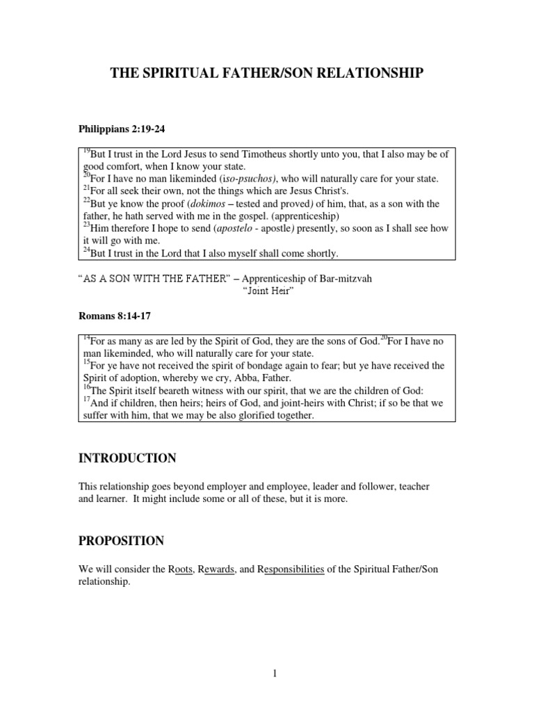 Spiritual Father/Son Relationship Explained | PDF | Jesus | Religious ...