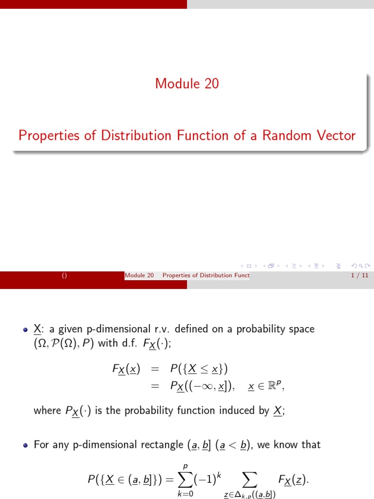 Properties of Distribution Function of A Random Vector | PDF ...