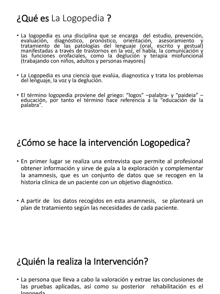 Qué Es La Logopedia | PDF | Patología del habla y Lenguaje | Medicina