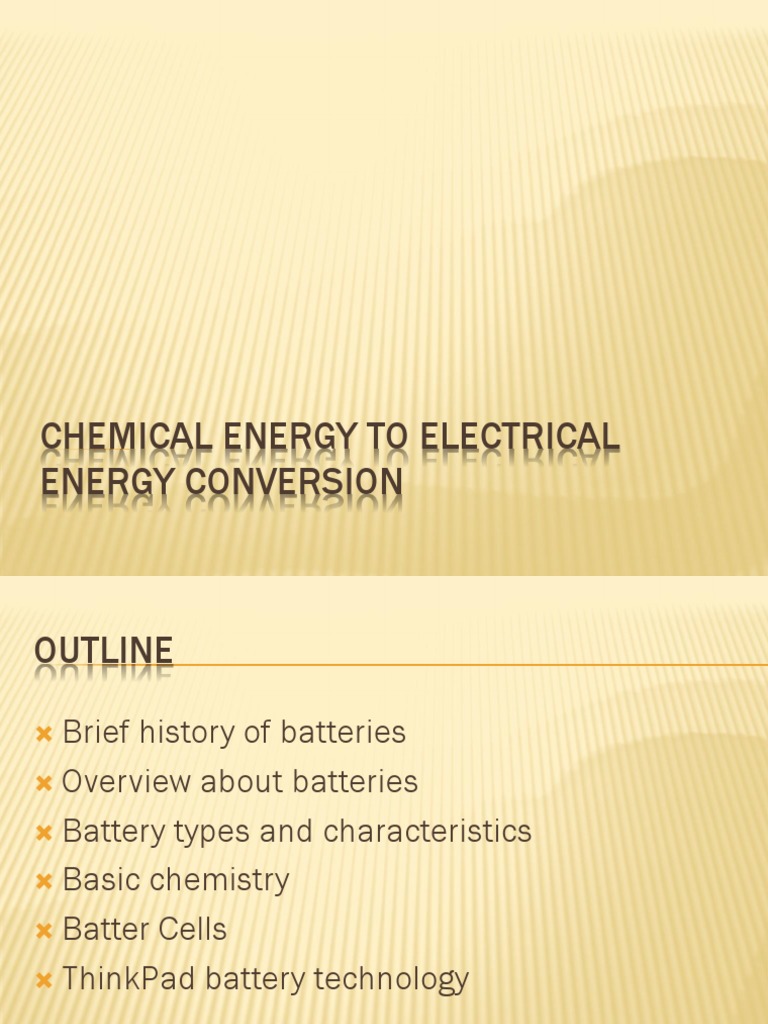 Chemical Energy To Electrical Energy Conversion | PDF | Battery ...