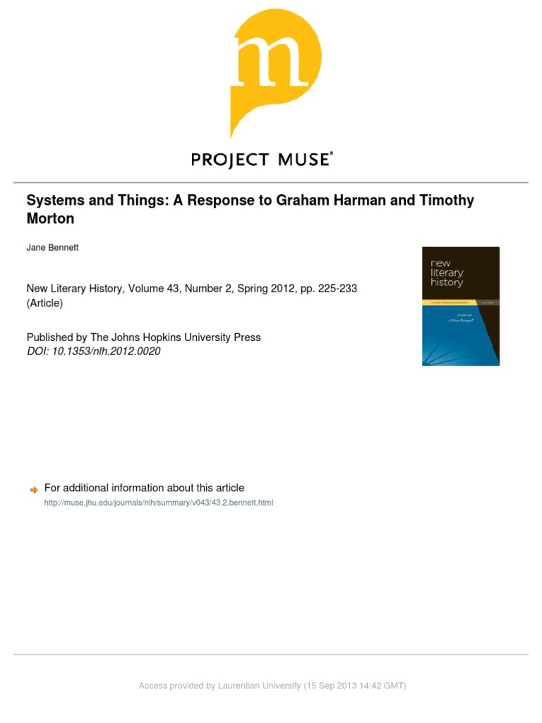 Systems and Things: A Response To Graham Harman and Timothy Morton ...