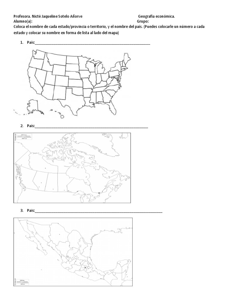 Actividades Geografía Económica. | PDF | Los Estados Unidos | Geografía