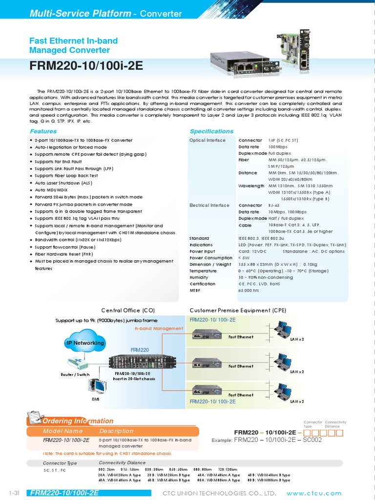 CTC FRM220-10 - 100i-2e SC20B | PDF | Computer Networking | Internet ... CTC FRM220-10 - 100i-2e SC20B | PDF | Computer Networking | Internet ...