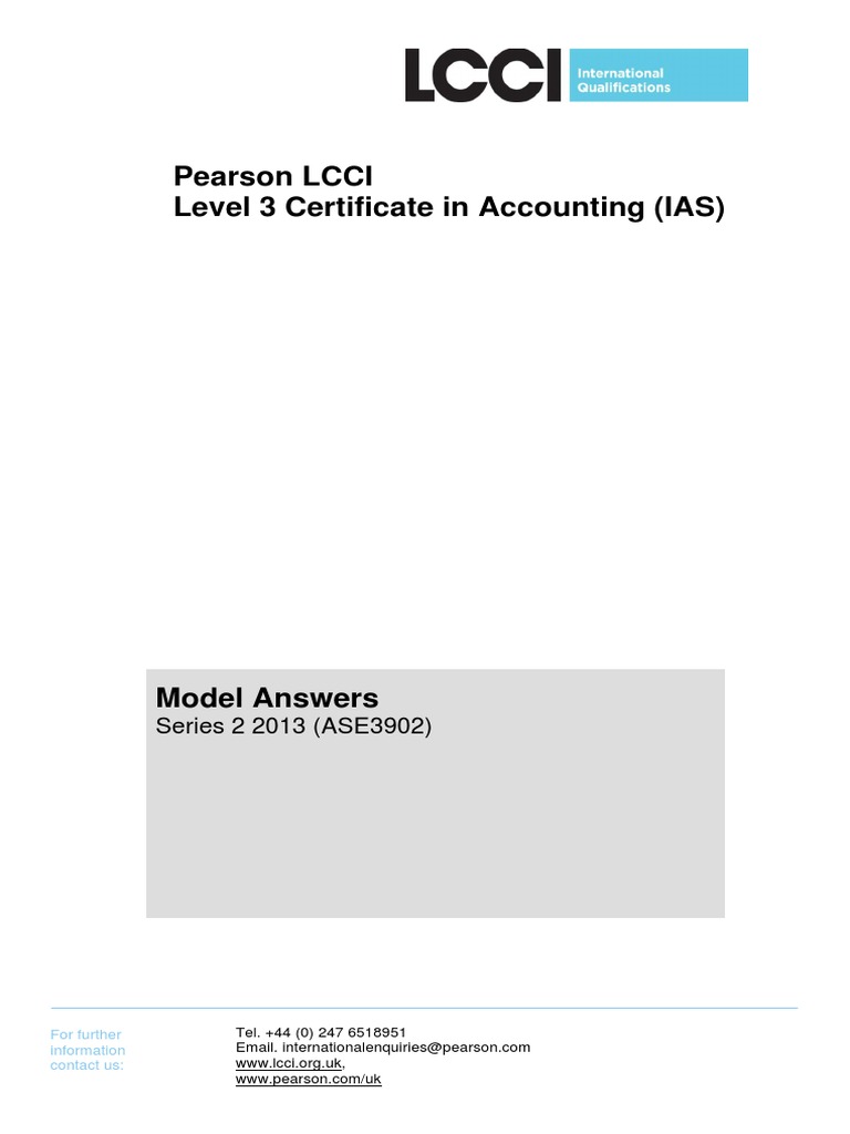 Pearson LCCI Level 3 Certificate in Accounting (IAS) : Series 2 2013 ...