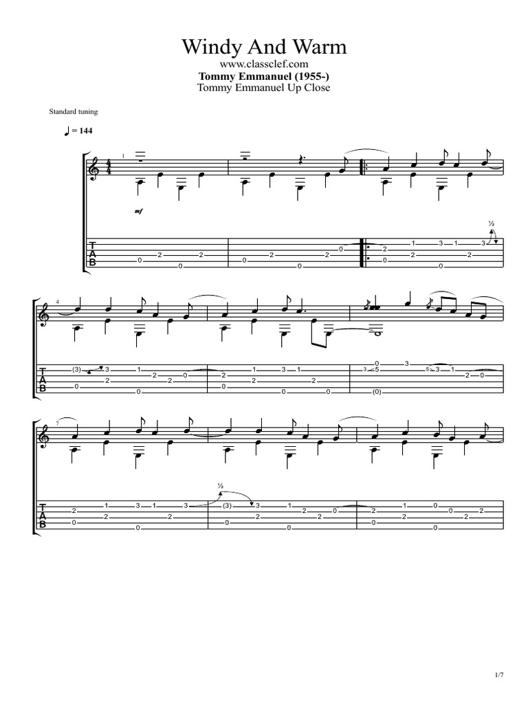 Tommy Emmanuel Windy And Warm Version 2 Pdf Pdf