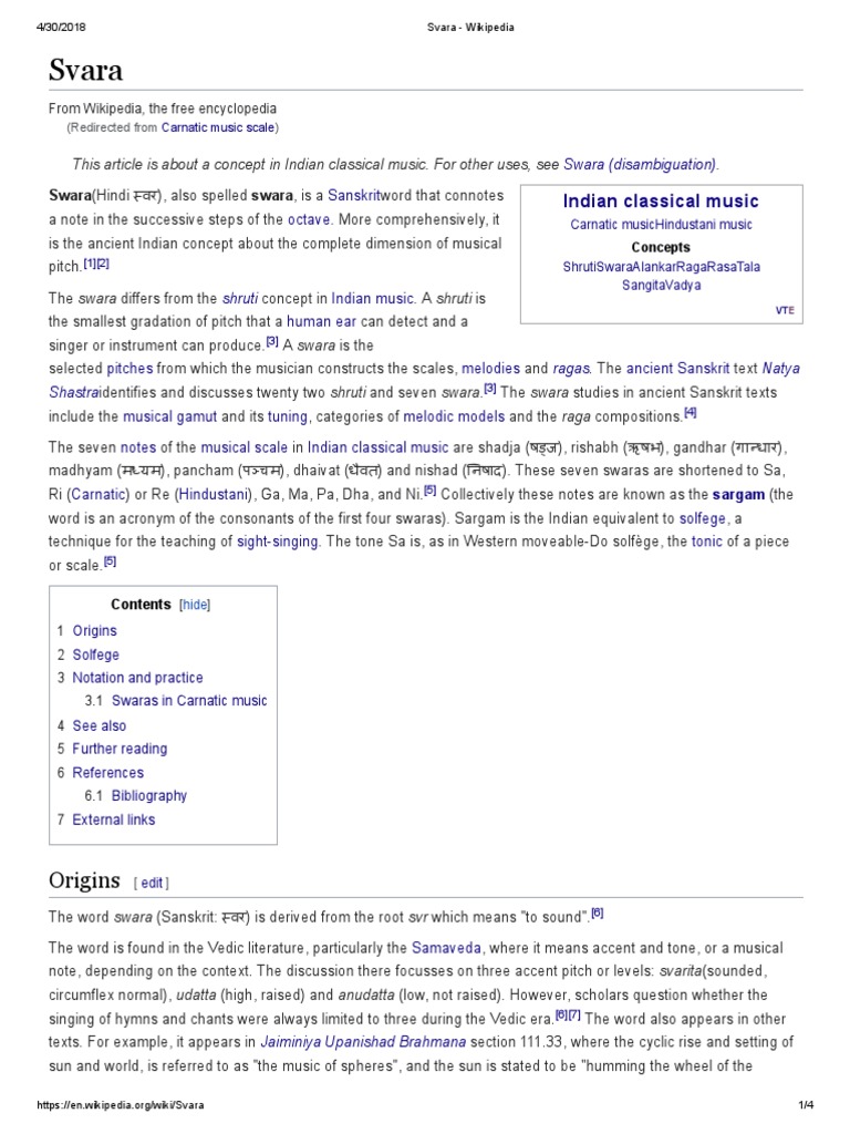 Svara - Wikipedia | PDF | Musical Compositions | Elements Of Music