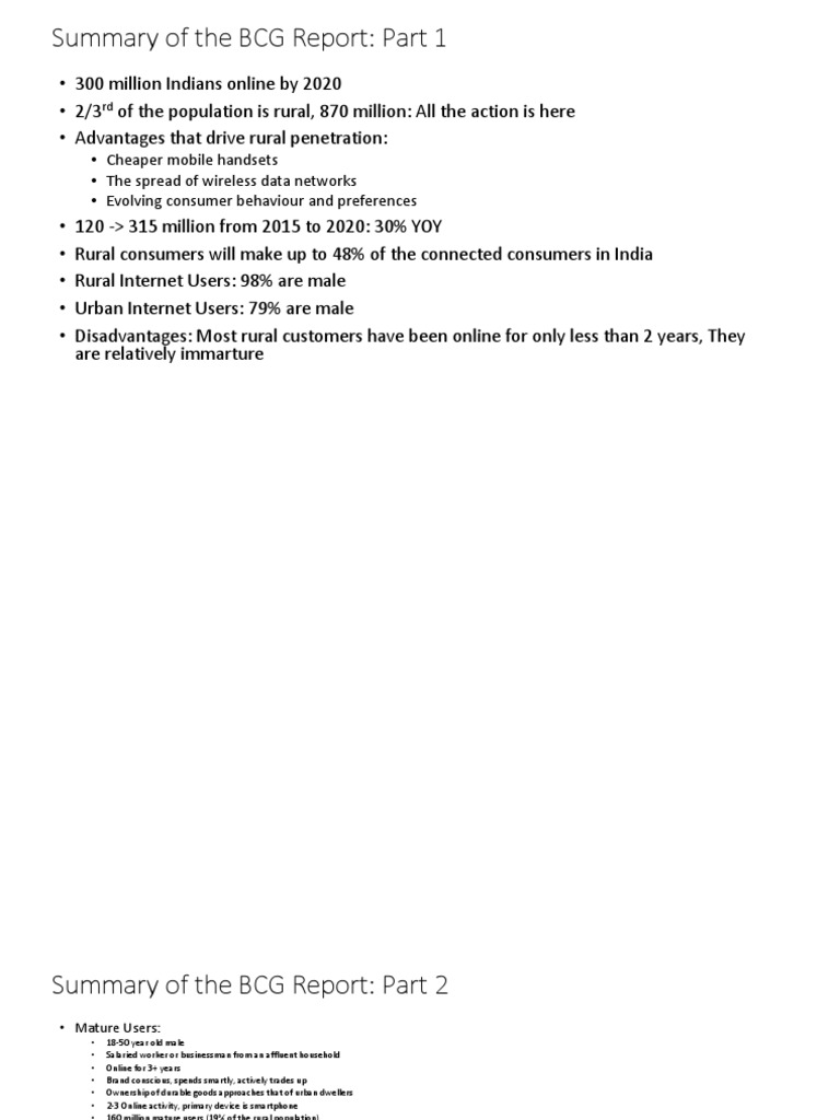 Summary of The BCG Report: Part 1 | PDF | Online And Offline | Internet