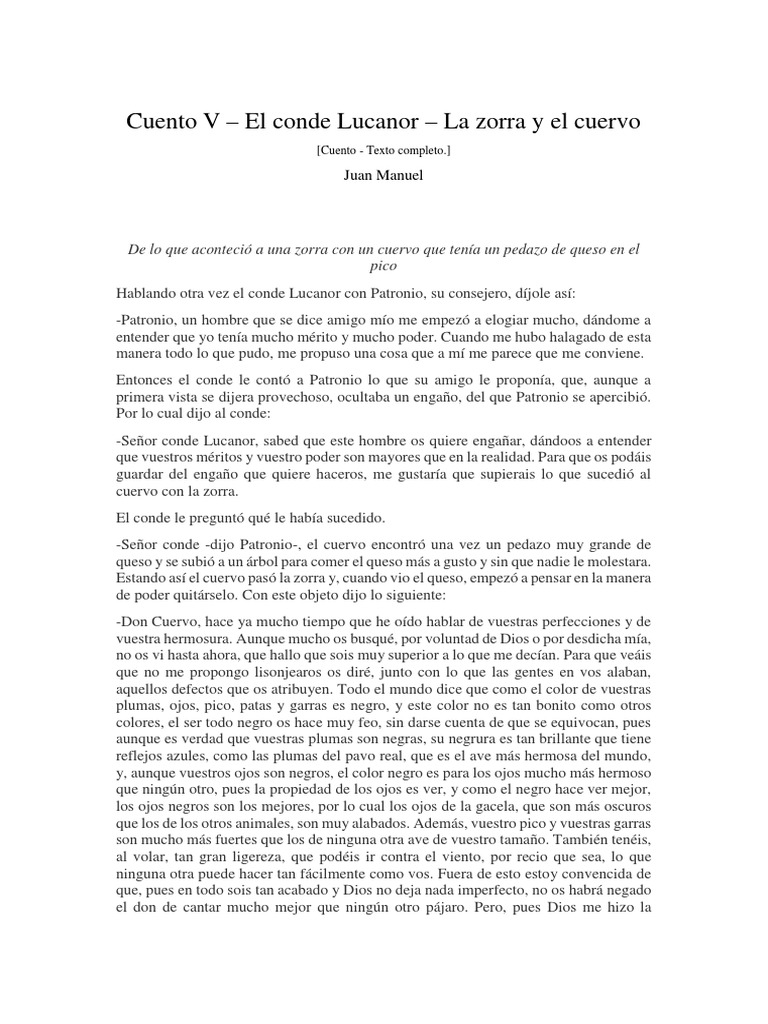 Cuento V: La zorra y el cuervo | PDF | Religión y espiritualidad