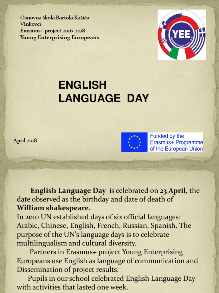 English Language Day Activities 2018 | PDF | Travel | Language Arts ...