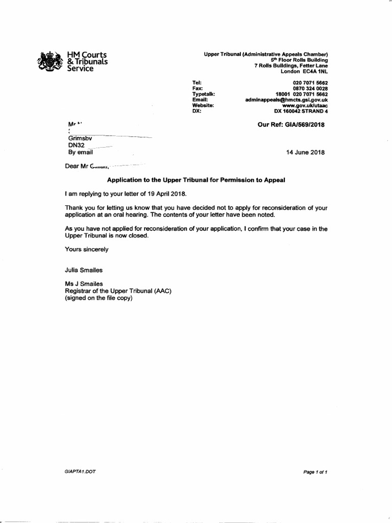 Upper Tribunal Appeal Closure Notice | PDF