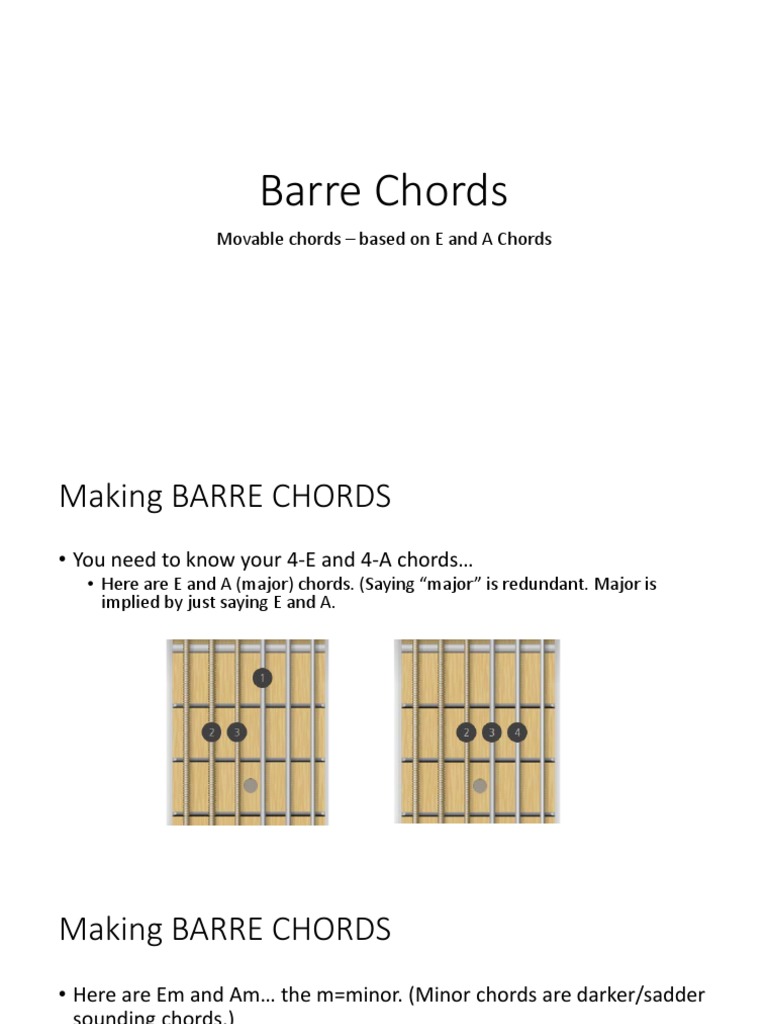 Barre Chords: Movable Chords - Based On E and A Chords | PDF | Guitars ...