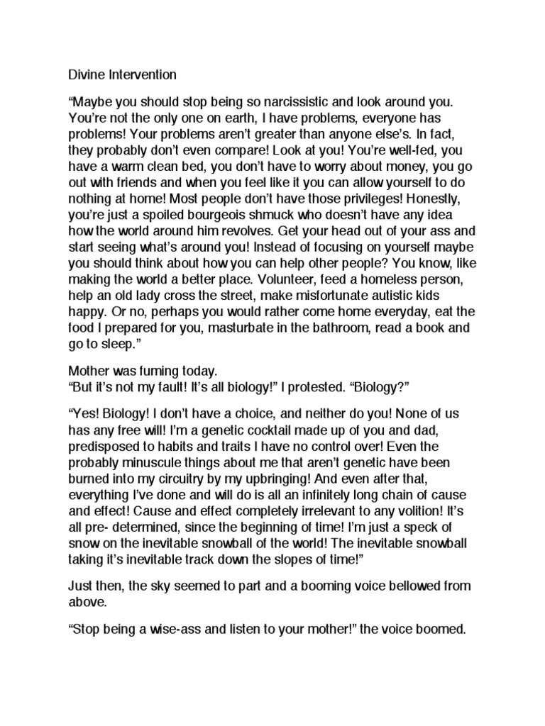 divine intervention.pdf | Free Will | God