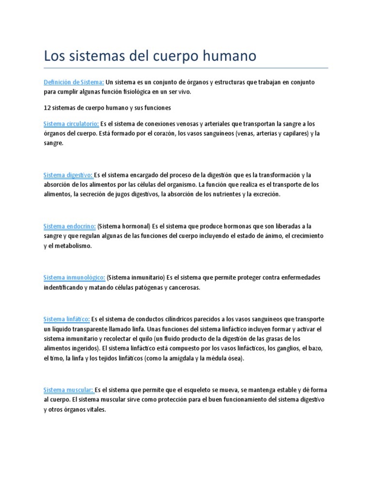 Sistemas y Órganos del Cuerpo Humano | PDF | Sangre | Pulmón