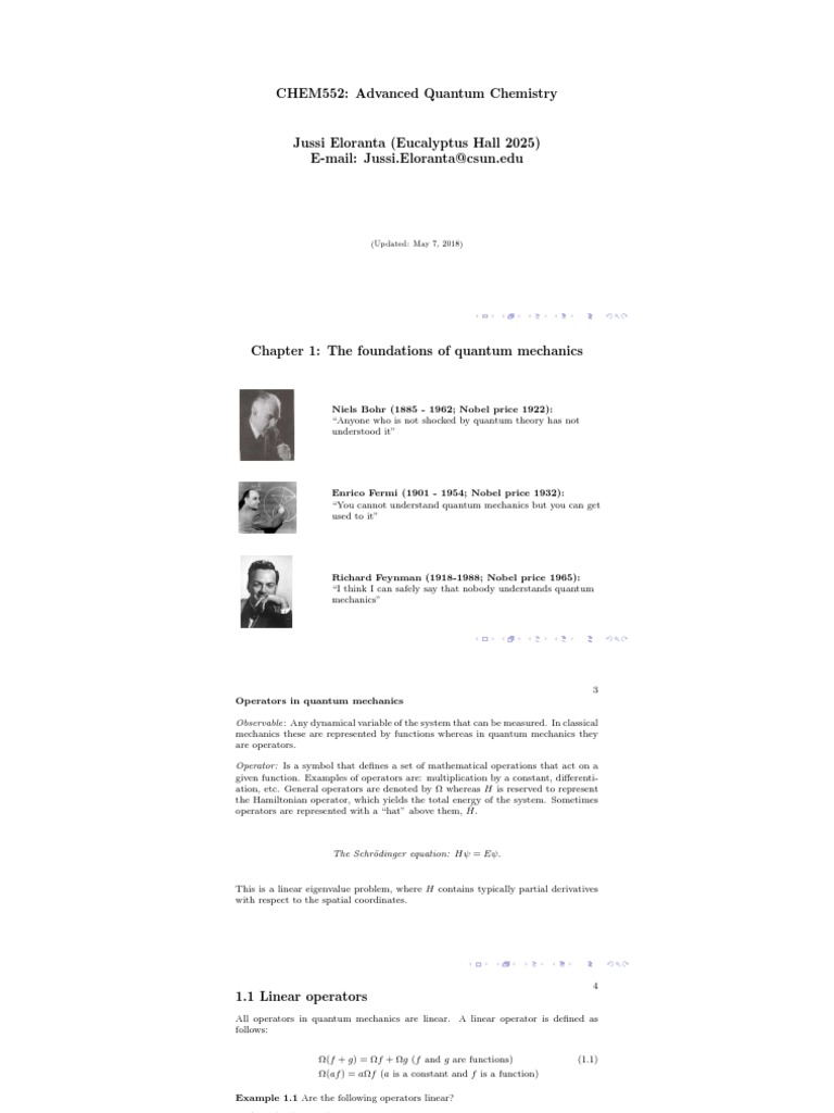 Quantum2 Handout | PDF | Wave Function | Hamiltonian (Quantum Mechanics)