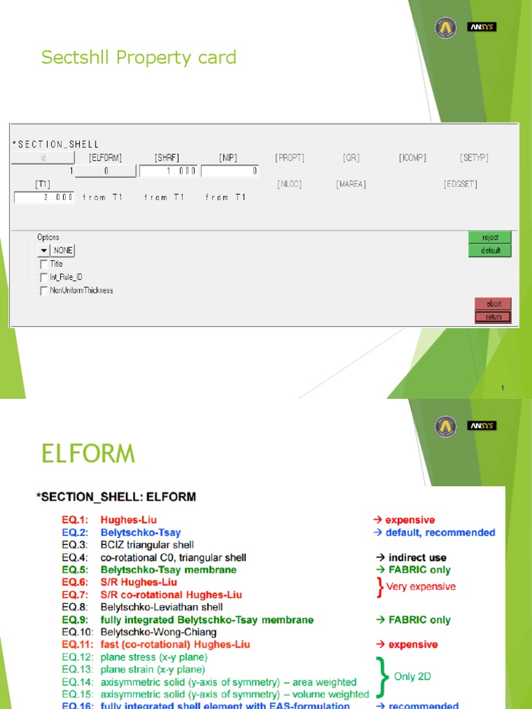 Element Formulations in LS DYNA | PDF | Continuum Mechanics | Materials Science