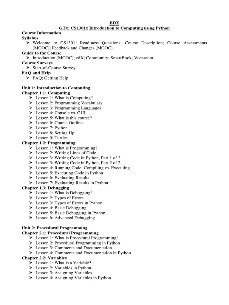 Computing Using Python Edx Pdf Control Flow Programming Language